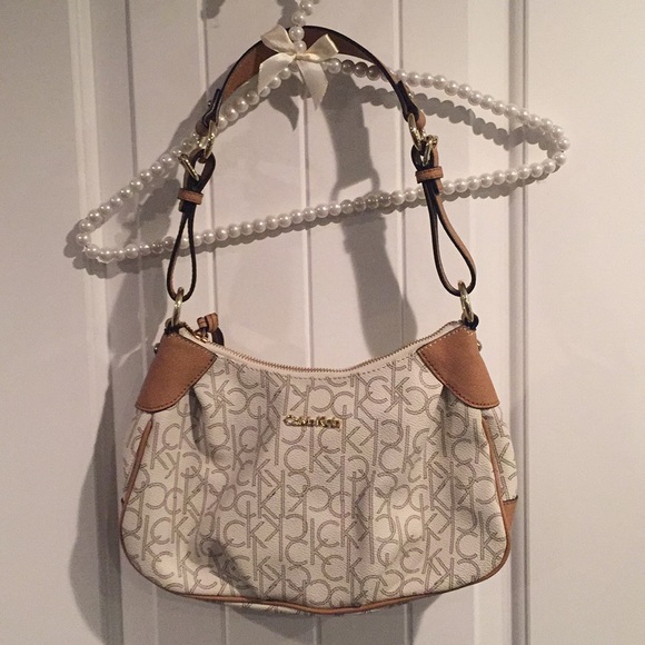 Calvin Klein | Bags | Calvin Klein Small Tan Cream Ck Purse | Poshmark